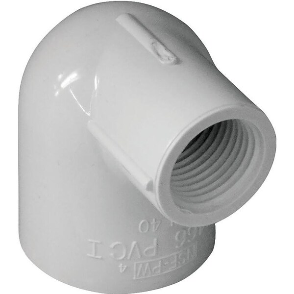 Lasco Pipe Elbow, 1 x 12 in, Slip x FPT, 90 deg Angle, PVC, White, SCH 40 Schedule 407130BC | Zoro